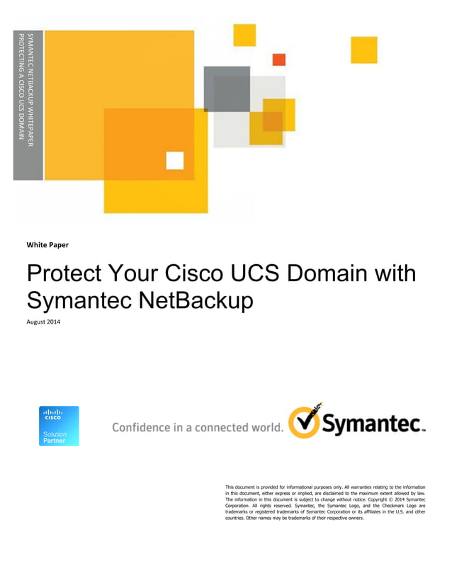 TECHNICAL WHITE PAPER Protect Your Cisco UCS Domain with Symantec NetBackup | PDF