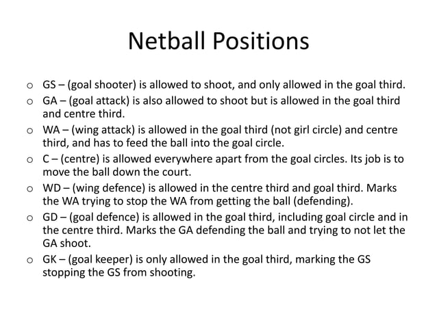 Netball powerpoint | PPTX | Sports