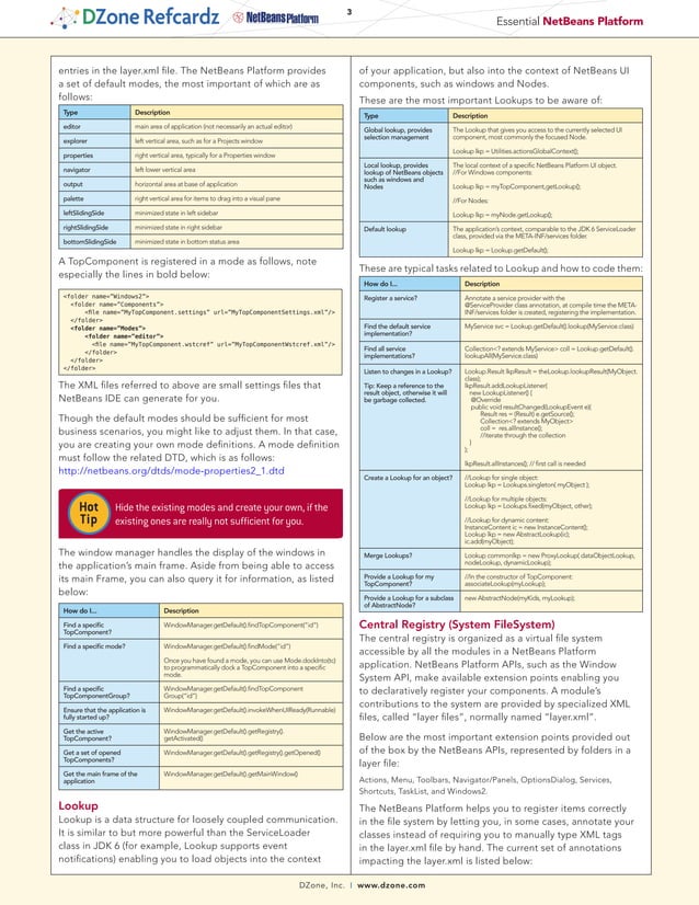 Netbeans-platform ref_card | PDF