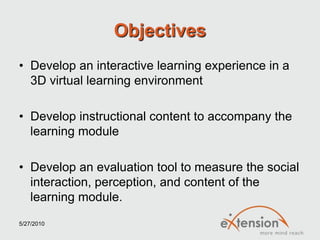 Engaging emerging populations of adults with 3D learning environments ...