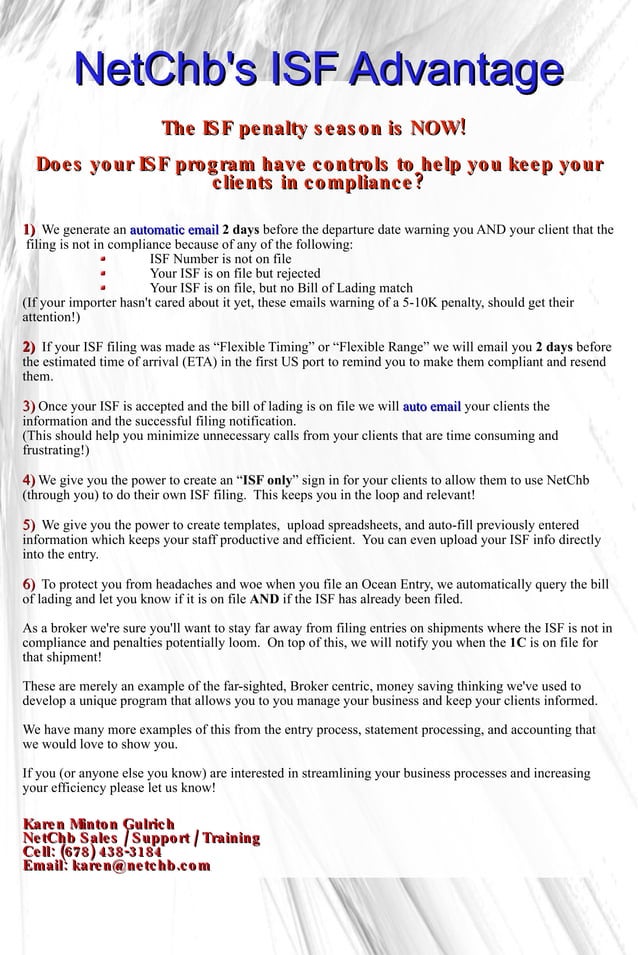 NetChb ISF Advantage | PPT | Business | Business and Finance