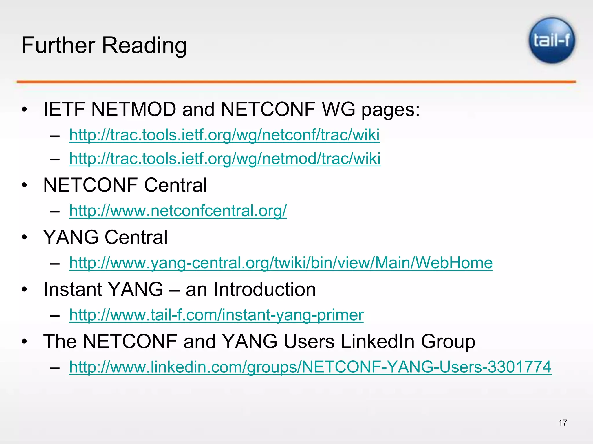A 30-minute Introduction to NETCONF and YANG | PPTX