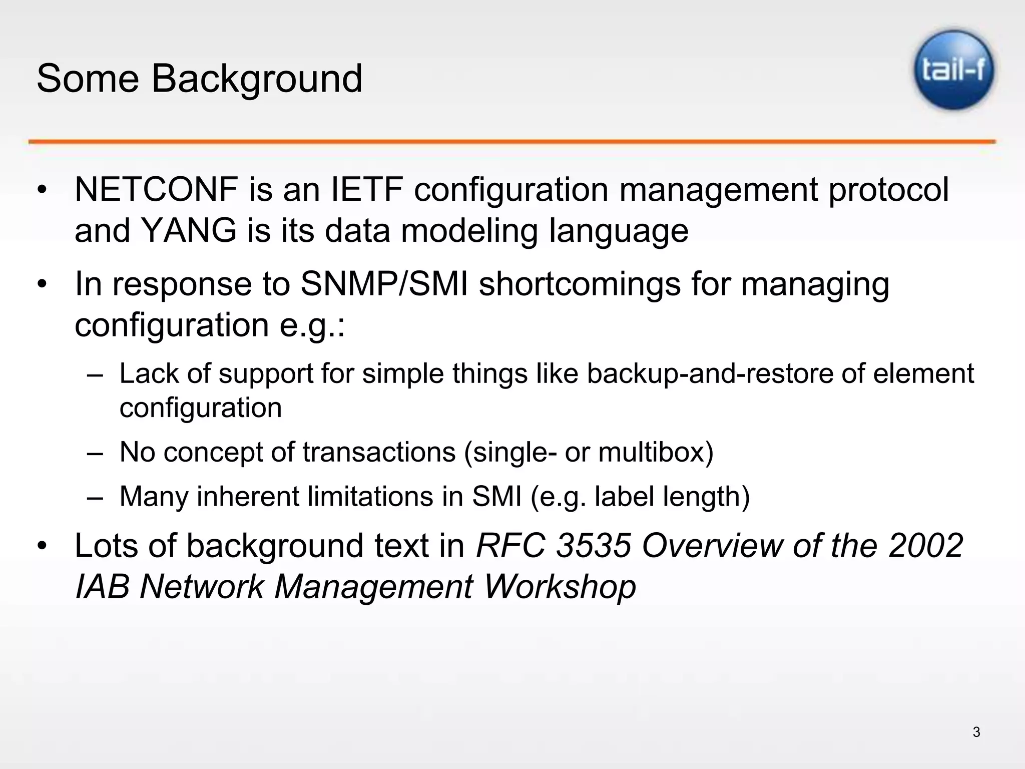A 30-minute Introduction to NETCONF and YANG | PPTX