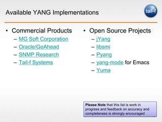 A 30-minute Introduction to NETCONF and YANG | PPTX
