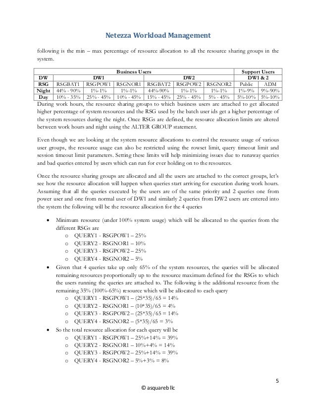 Netezza workload management