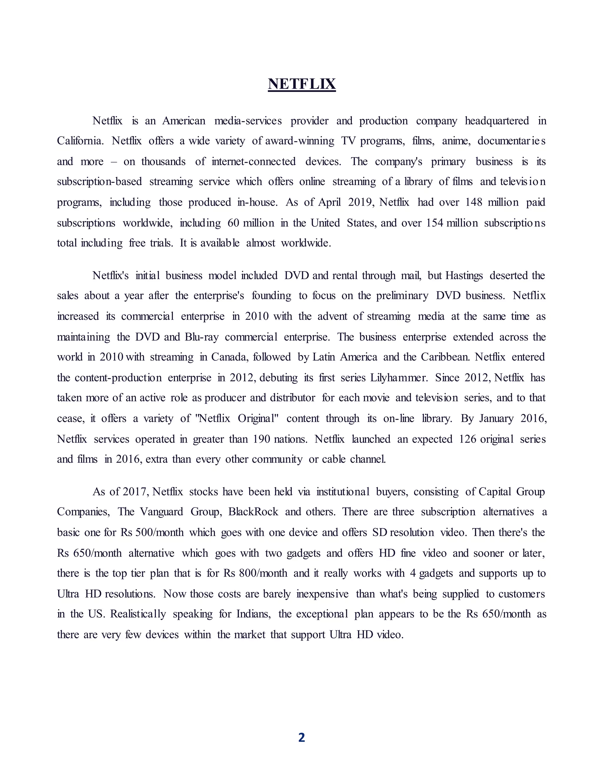 Netflix - strategy formulation | PDF