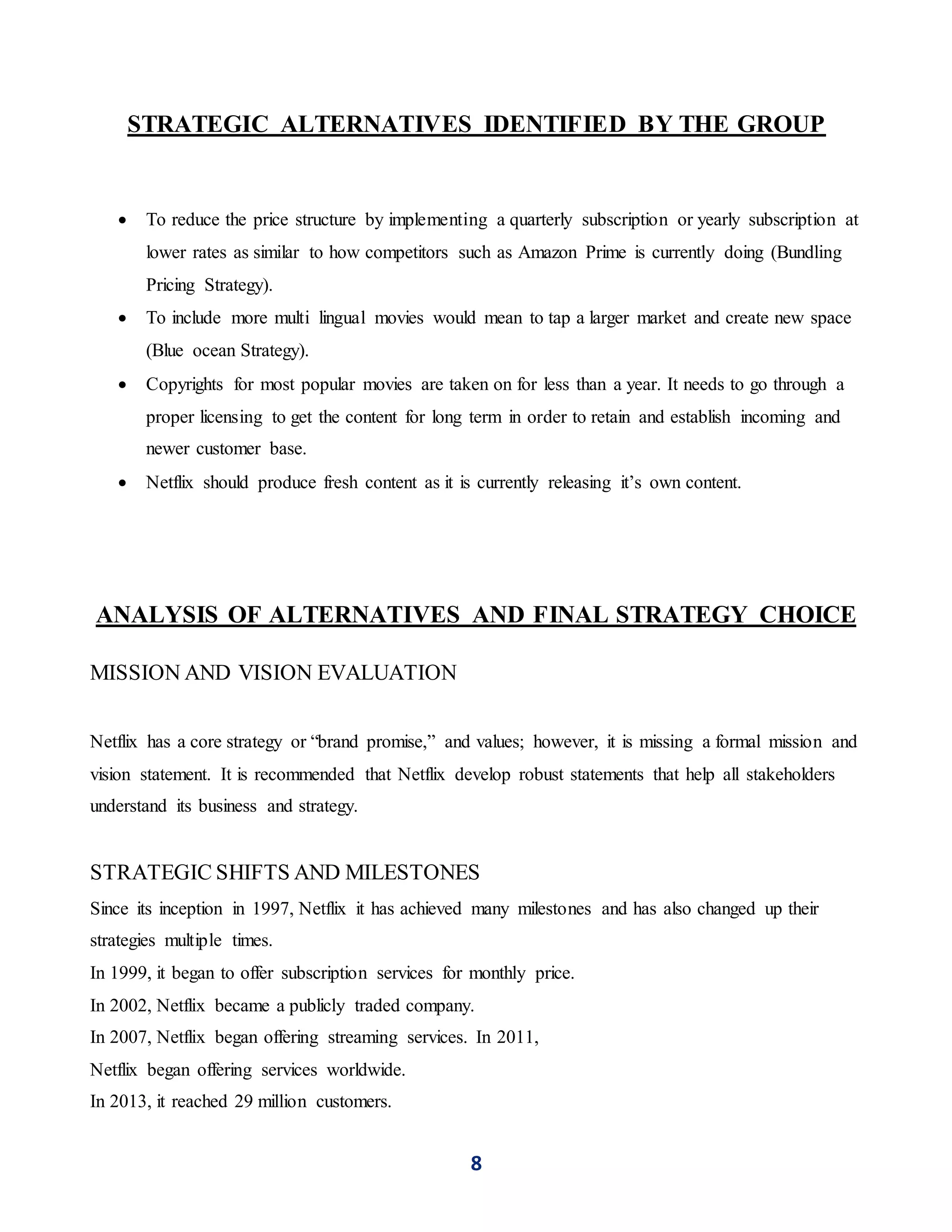 Netflix - strategy formulation | PDF