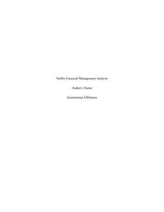 Netflix financial management analysis | DOC