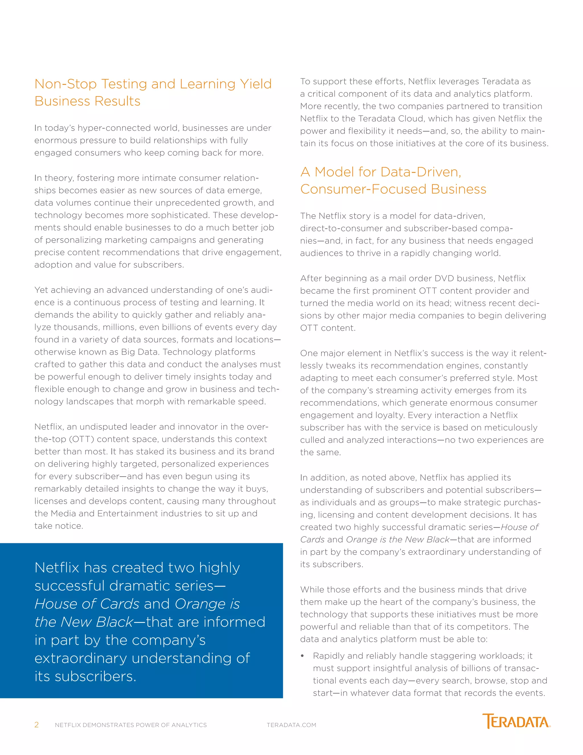 Netflix: Using Big Data in the Cloud to Drive Engagement | PDF