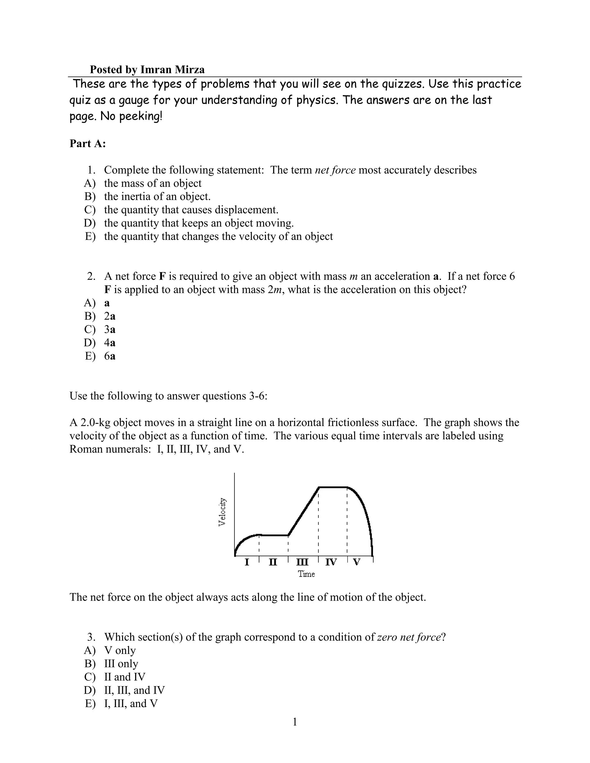 Net force practice quiz 2[1] | PDF