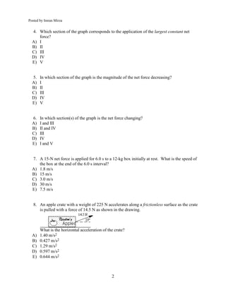 Net force practice quiz 2[1] | PDF