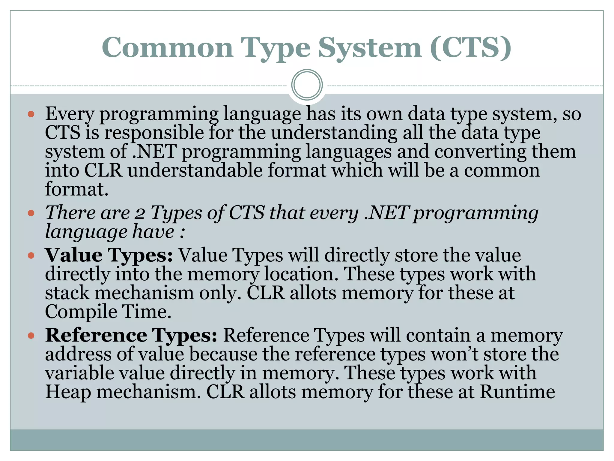 .Net Framwork Architecture And components | PPTX
