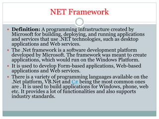 .Net Framwork Architecture And components | PPTX