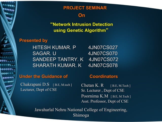 Using Genetic algorithm for Network Intrusion Detection | PPT