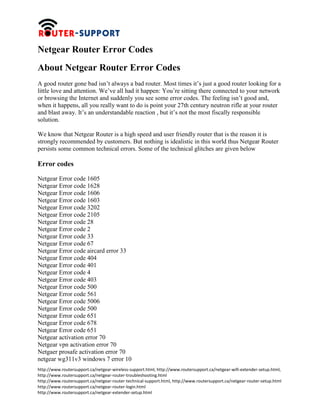 Netgear router error codes | PDF | Operating Systems | Computer Software and Applications