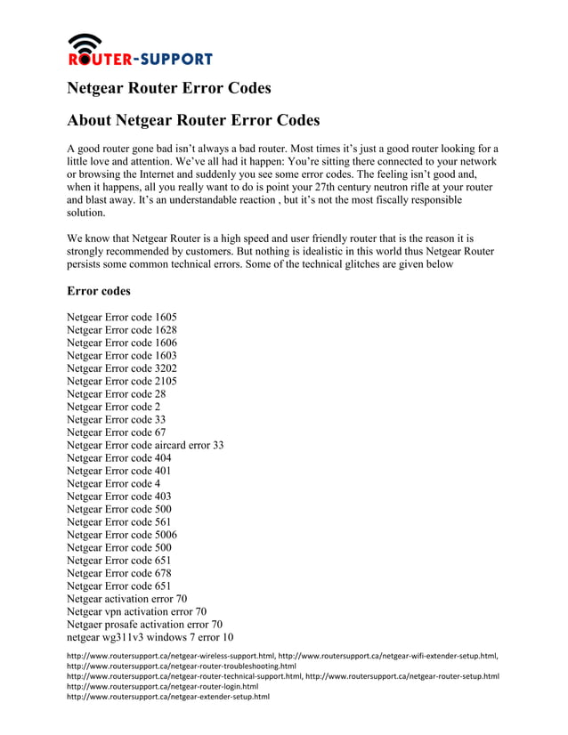 Netgear router error codes | PDF | Operating Systems | Computer Software and Applications
