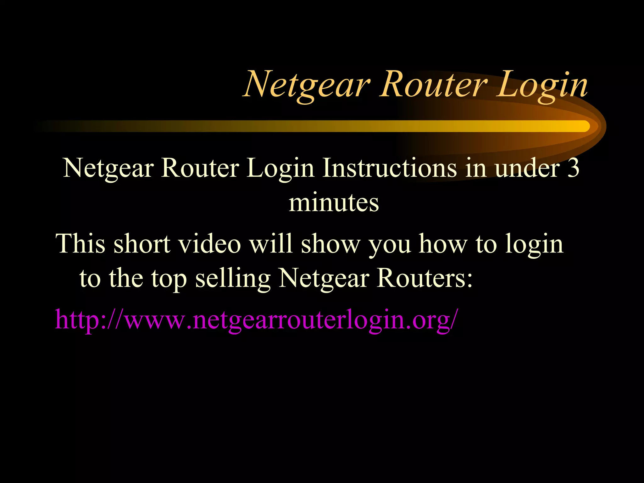 Netgear Router Login | PPT