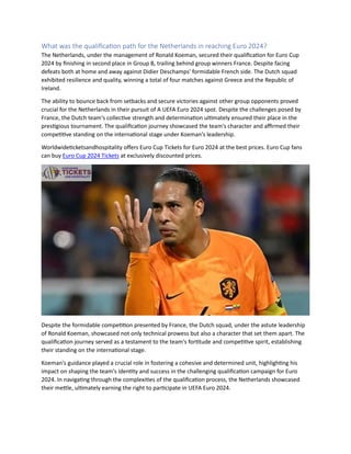 Netherlands in the UEFA Euro Cup-Historical Results, Victories, and ...