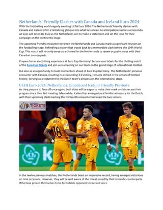 Netherlands VS Austria Netherlands to Engage in Two Pre-UEFA Euro 2024.docx