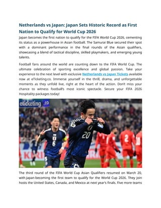 Netherlands vs Japan Japan Sets Historic Record as First Nation to ...
