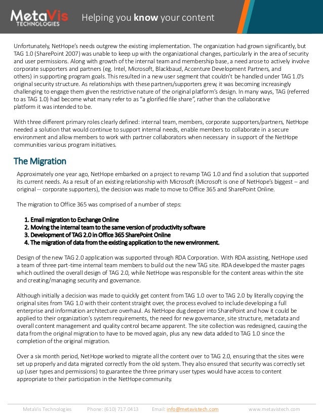 Case Study- Migration/NetHope Case Study- Migration/NetHope