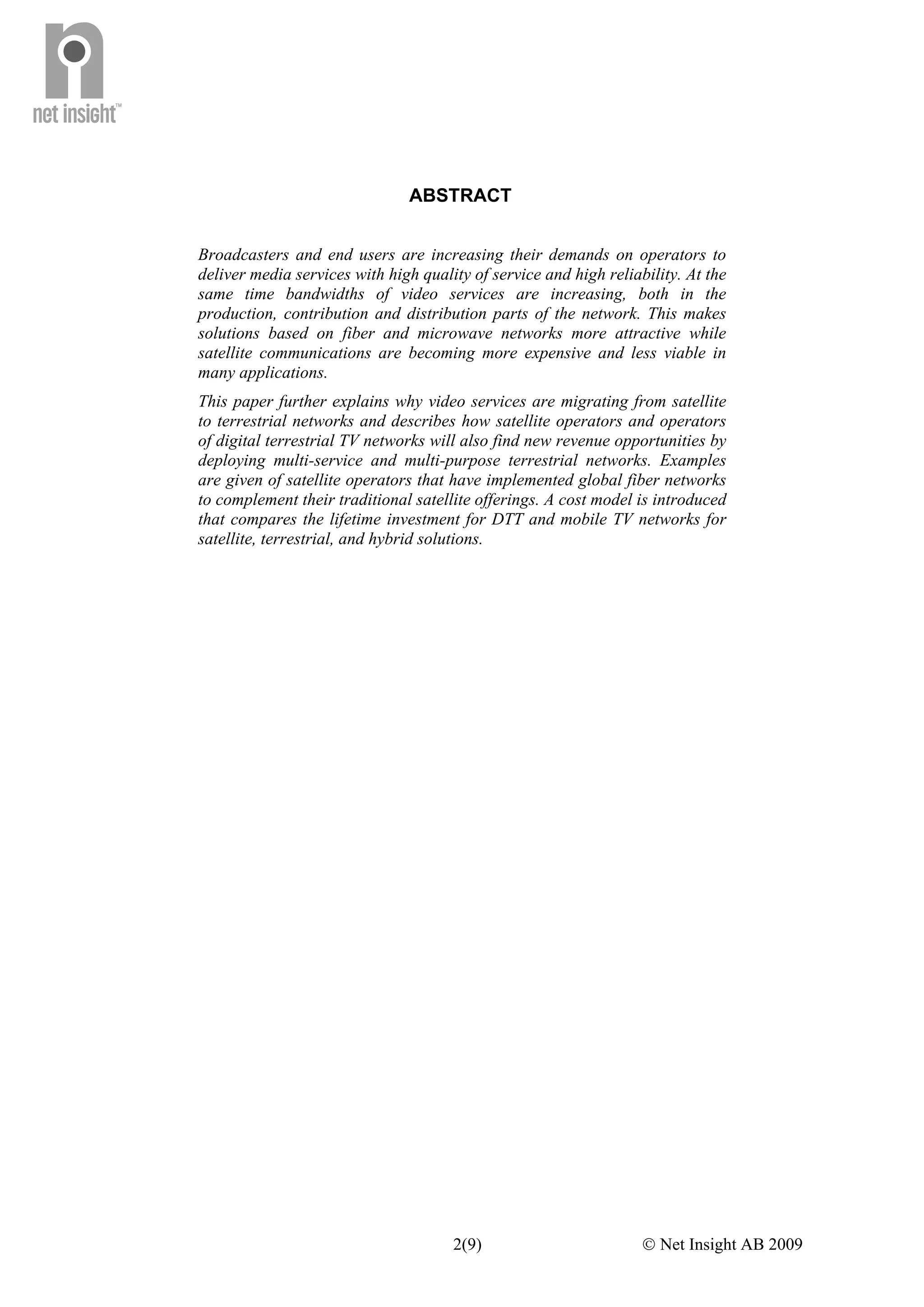 Net Insight Satellite Terrestrial Wp | PDF