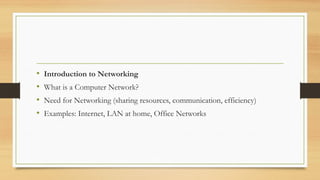 Introduction to networking local area networking | PPTX