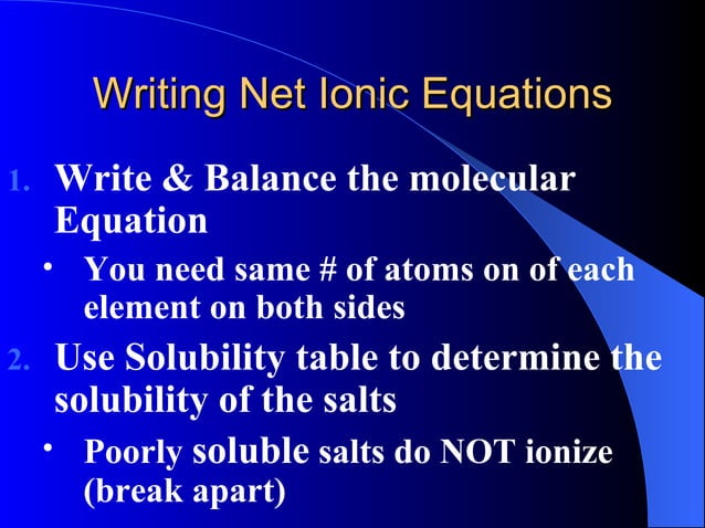 Net ionic equations | PPT | Chemistry | Science