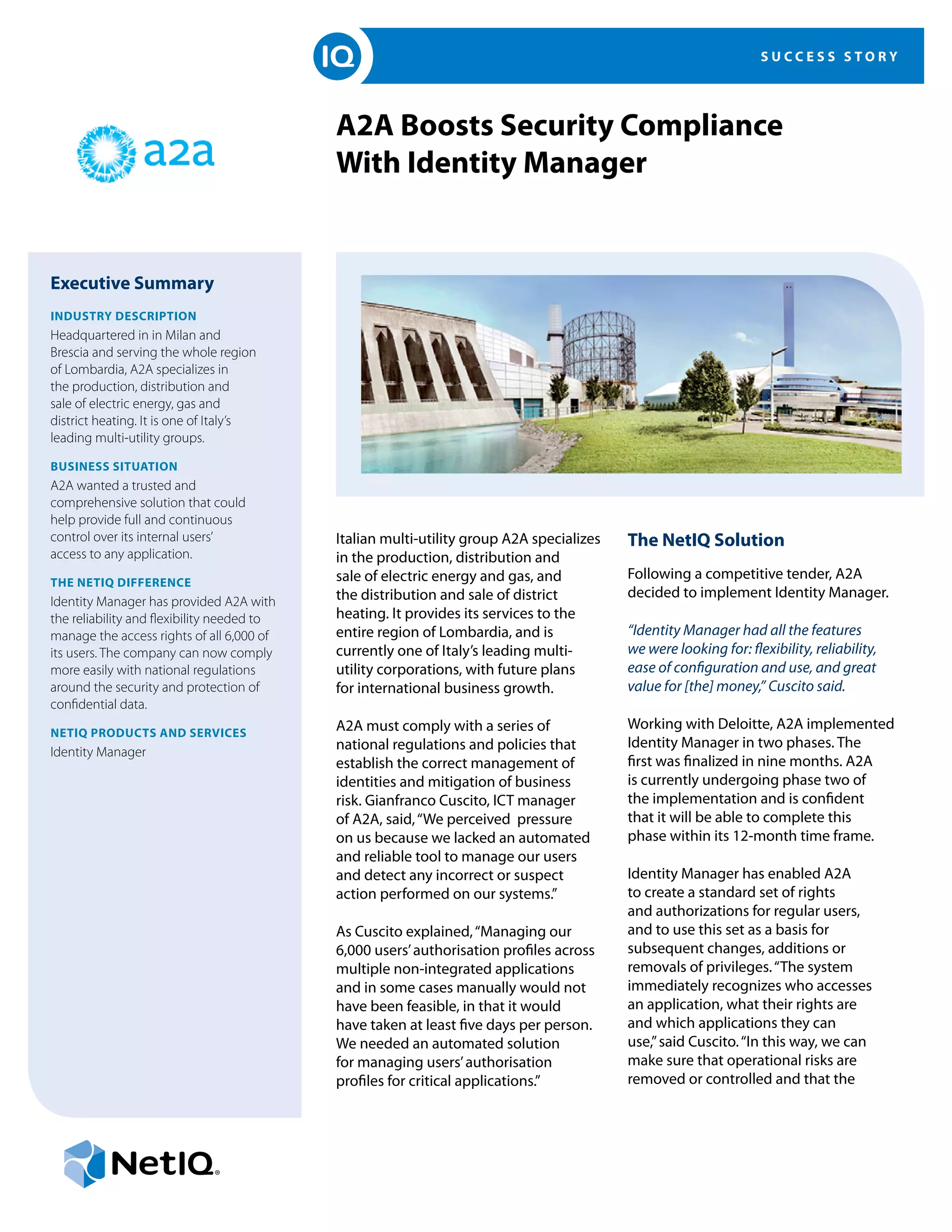 NetIQ Customer Success Story - a2a | PDF | Computer Software and Applications | Computing