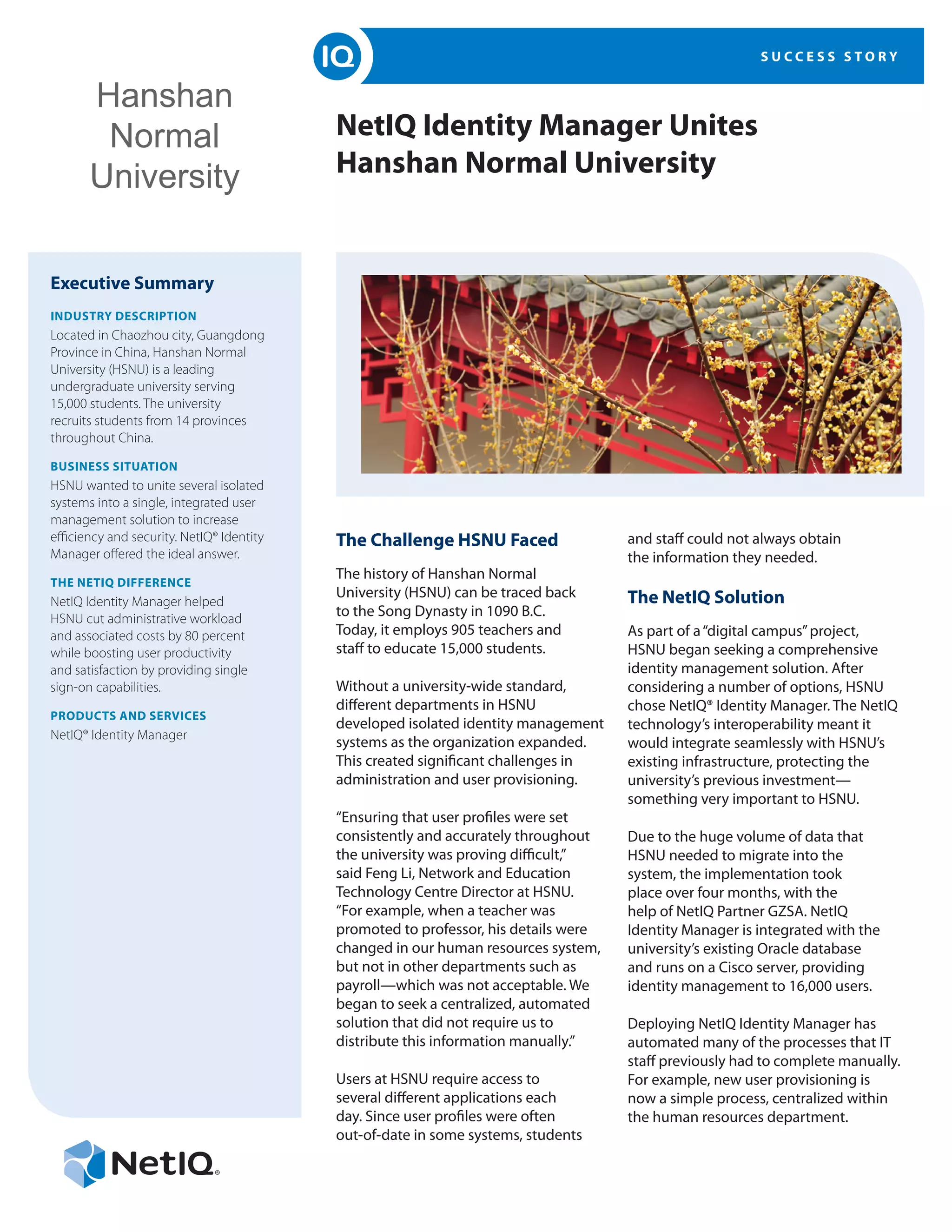 NetIQ Identity Manager Unites Hanshan Normal University | PDF ...