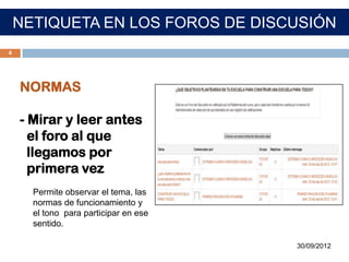 Netiqueta en los foros de discusión | PPT