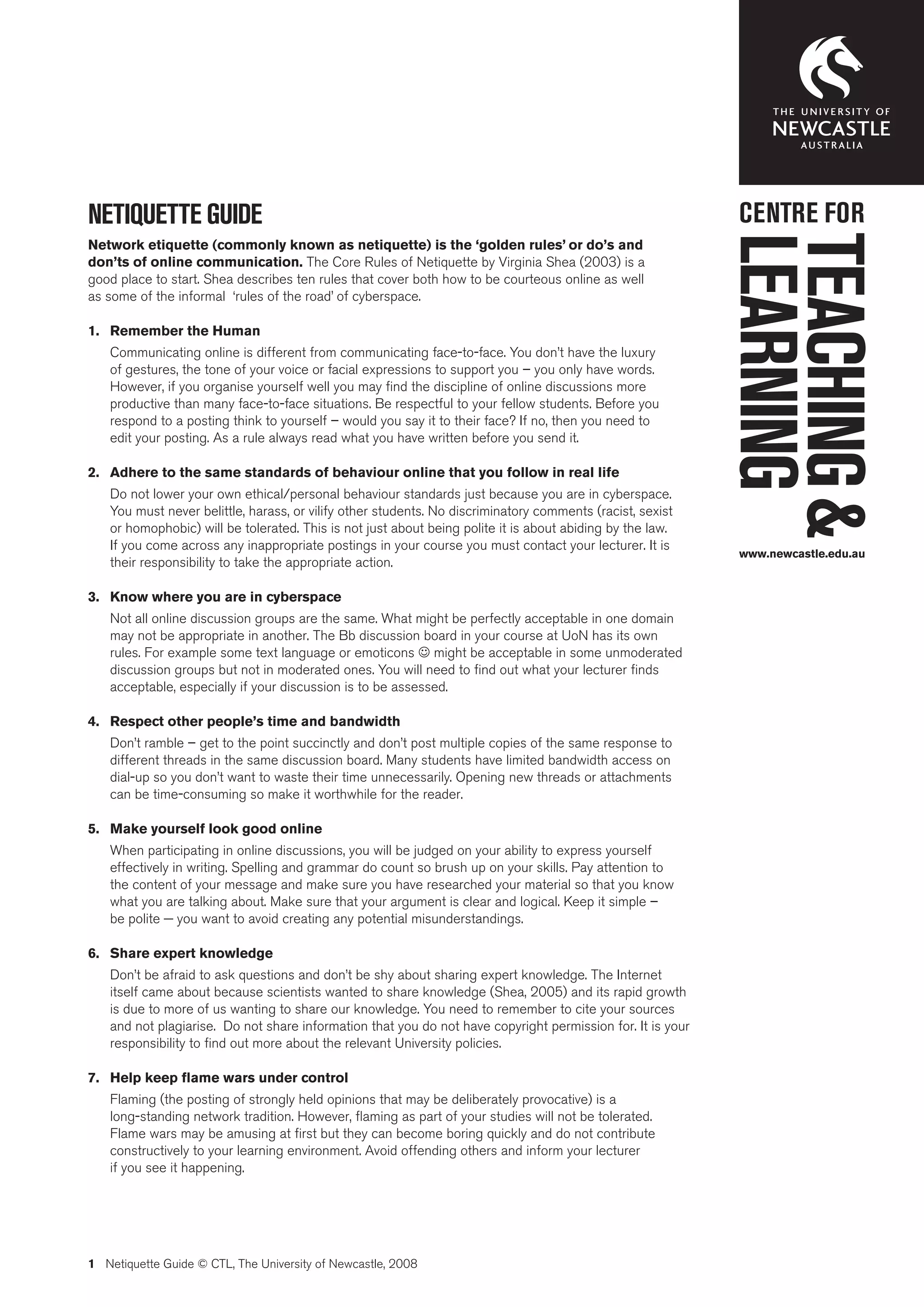 Netiquette rules | PDF