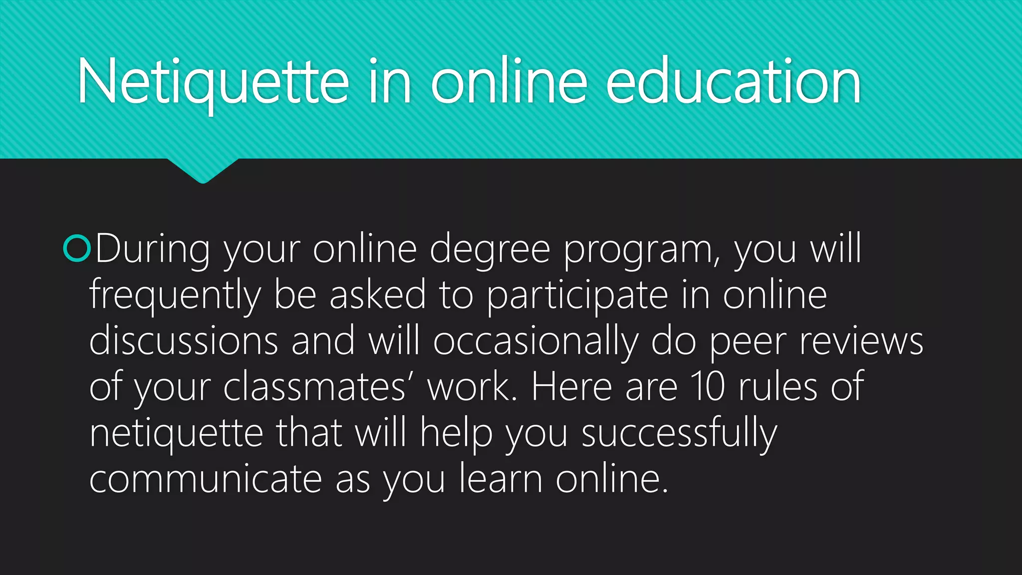 Netiquette in online education | PPTX