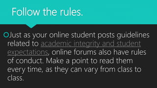 Netiquette in online education | PPTX