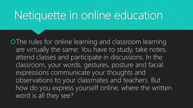 Netiquette in online education | PPTX