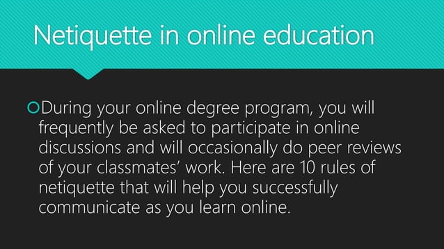 Netiquette in online education | PPTX