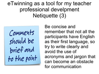 Netiquette rules for an eTwinning Learning Event | PPT
