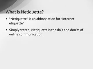 NetiquetteTutorial - Overview | PPT