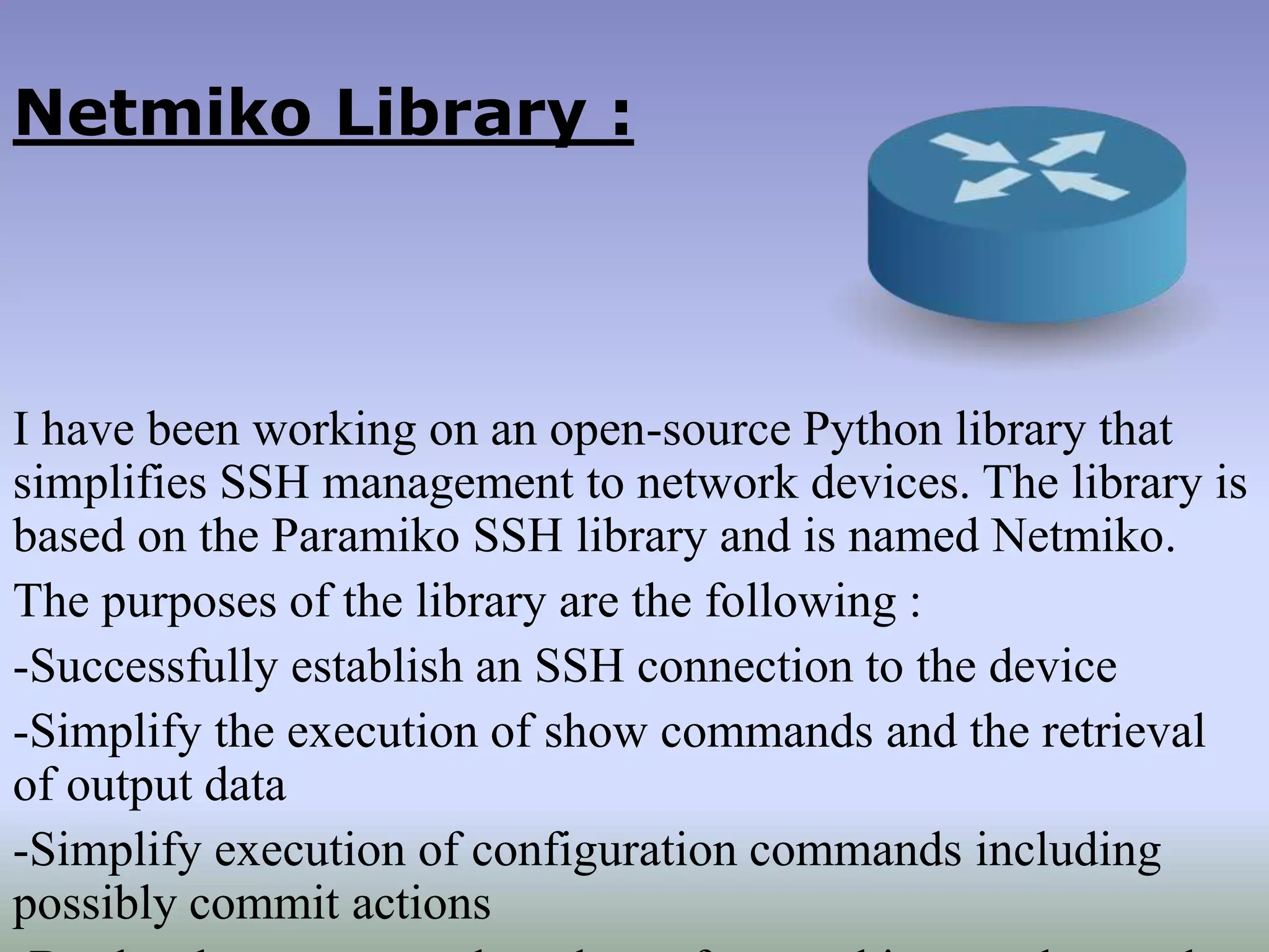 Netmiko library | PPT Netmiko library | PPT
