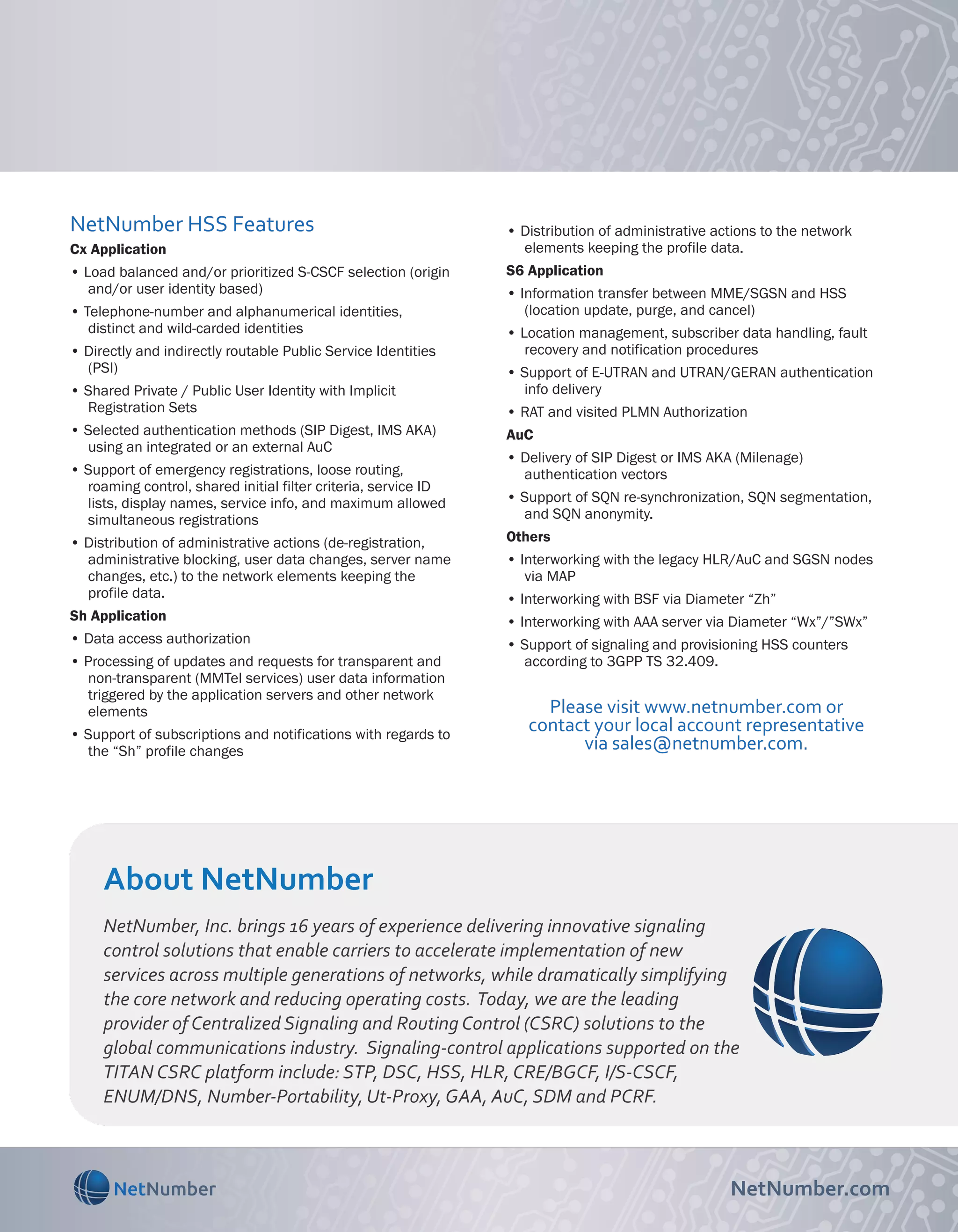 NetNumber HSS/HLR for Public Safety Networks | PDF