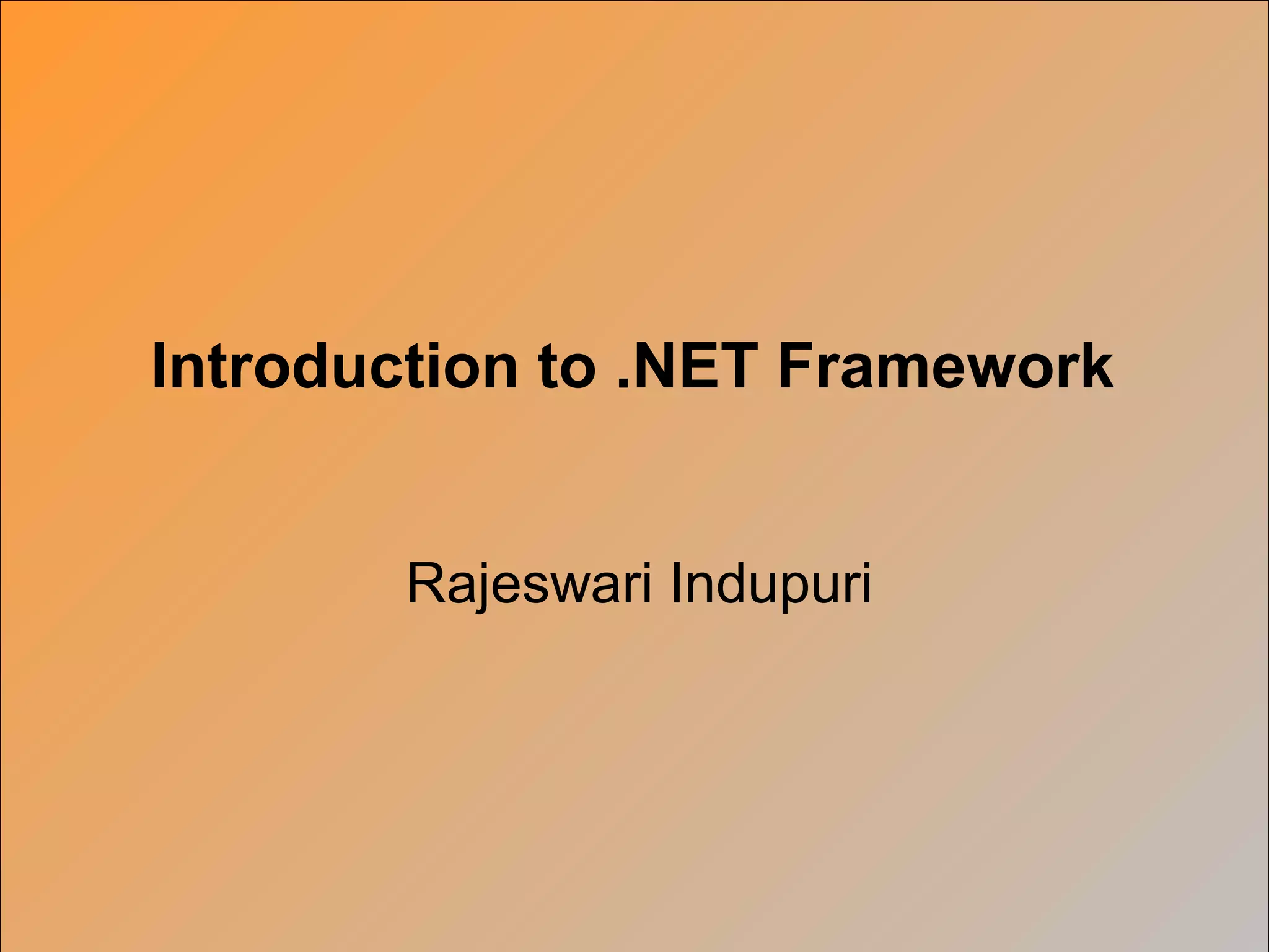 .Net overview | PPT