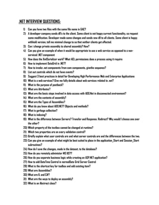.Net questions | DOCX