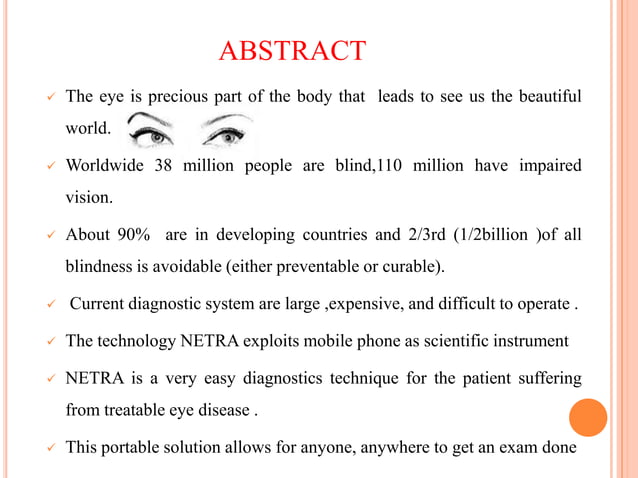 new eye assessment technology,NETRA | PPTX