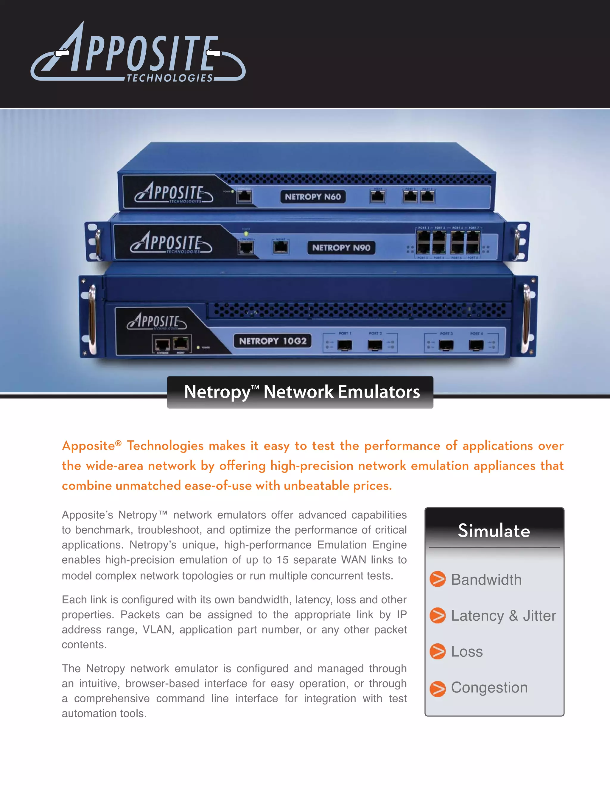 Apposite - Netropy WAN emualation | PDF