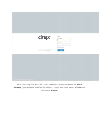 Net scaler installation and configuration | DOCX