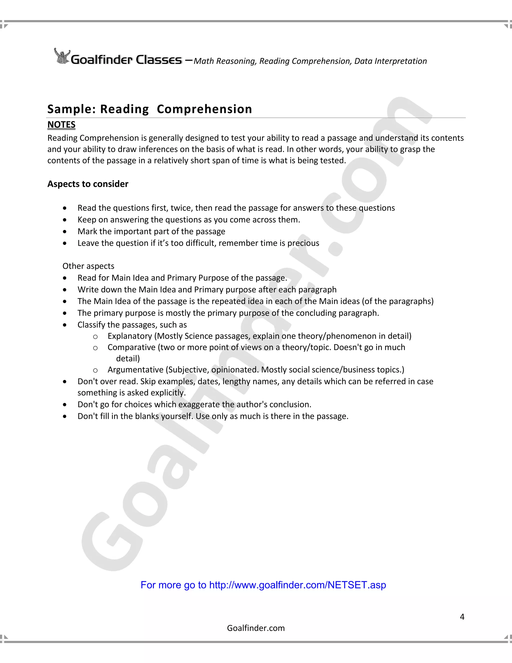 Net set math logical reading comprehension aptitude for exams and ...