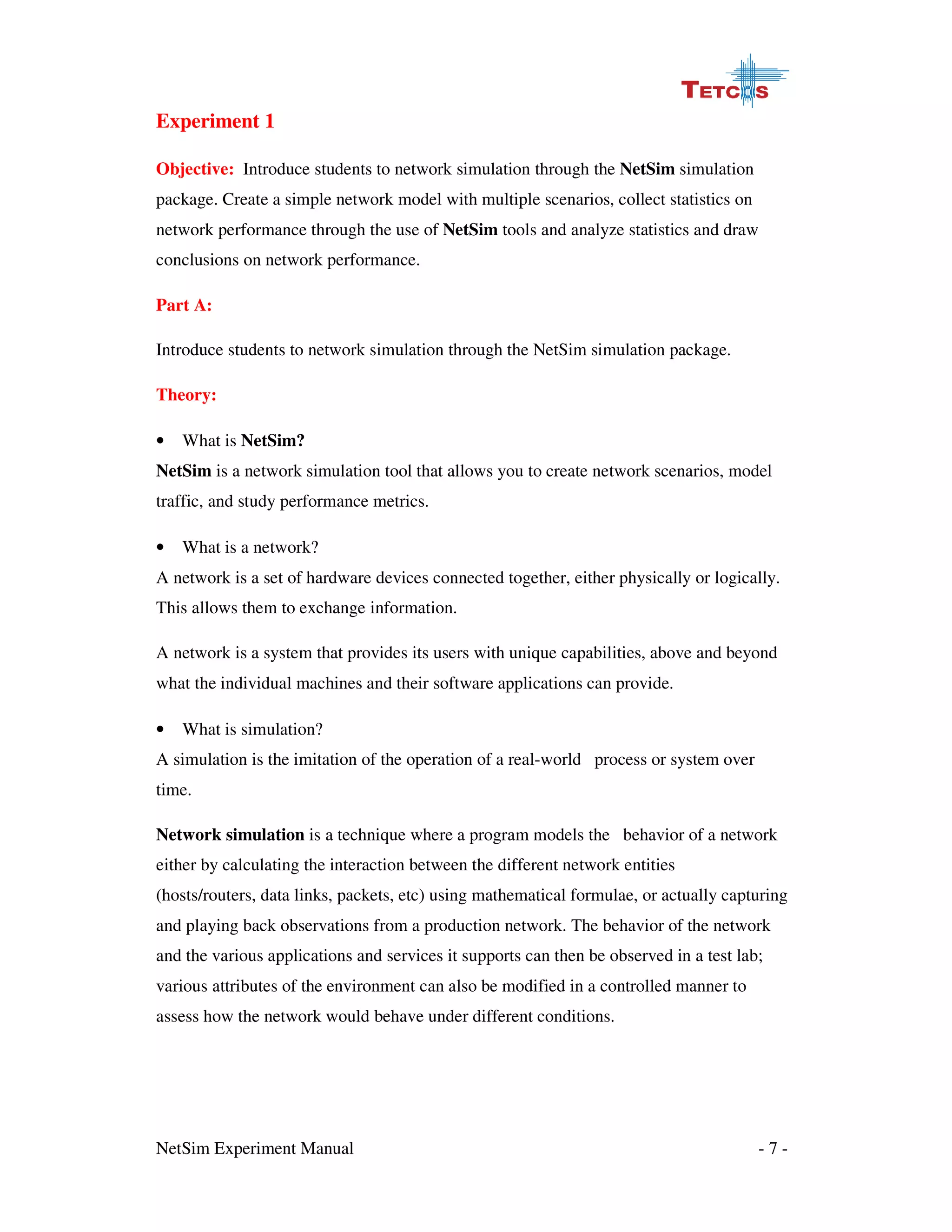 Netsim experiment manual | PDF