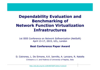 Dependability Evaluation and Benchmarking of Network Function Virtualization Infrastructures | PPT