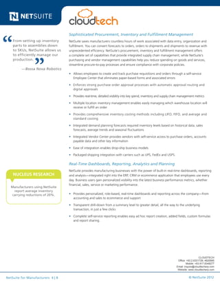 NetSuite for Manufacturers | PDF