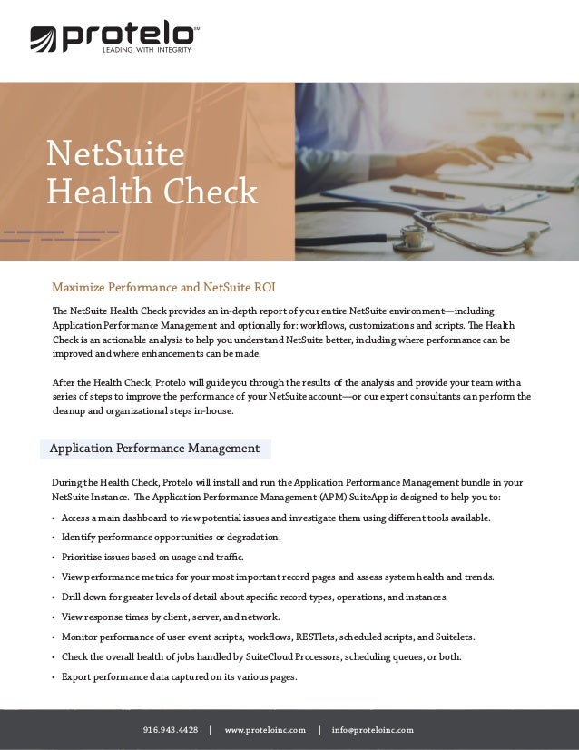 NetSuite Health Check | Protelo, Inc. | PDF